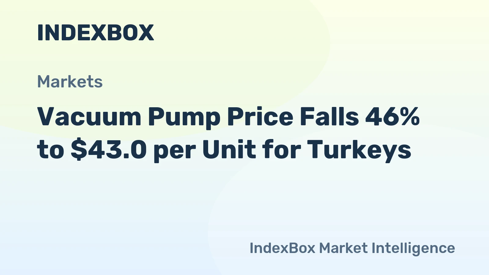 Vacuum Pump Price Falls 46% to $43.0 per Unit for Turkeys