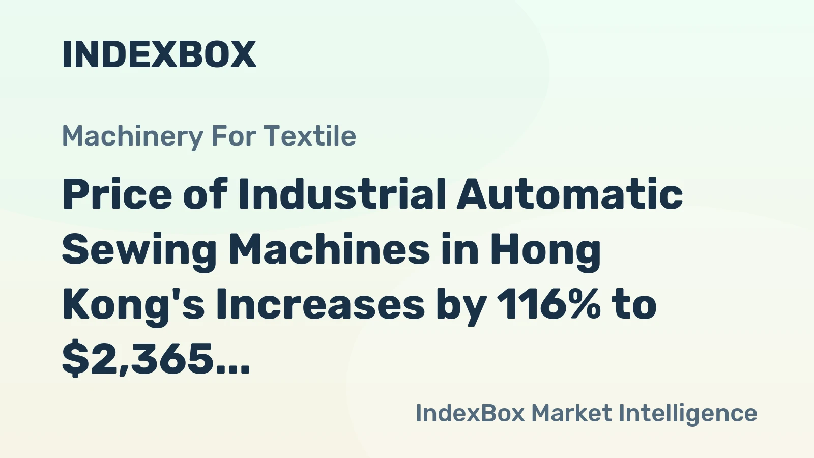 Price of Industrial Automatic Sewing Machines in Hong Kong's Increases by 116% to $2,365 per Unit