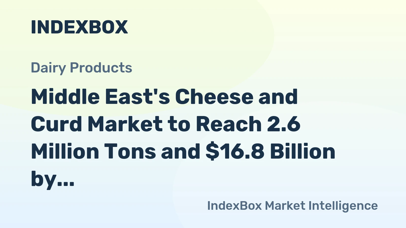 Middle East's Cheese and Curd Market to Reach 2.6 Million Tons and $16.8 Billion by 2035