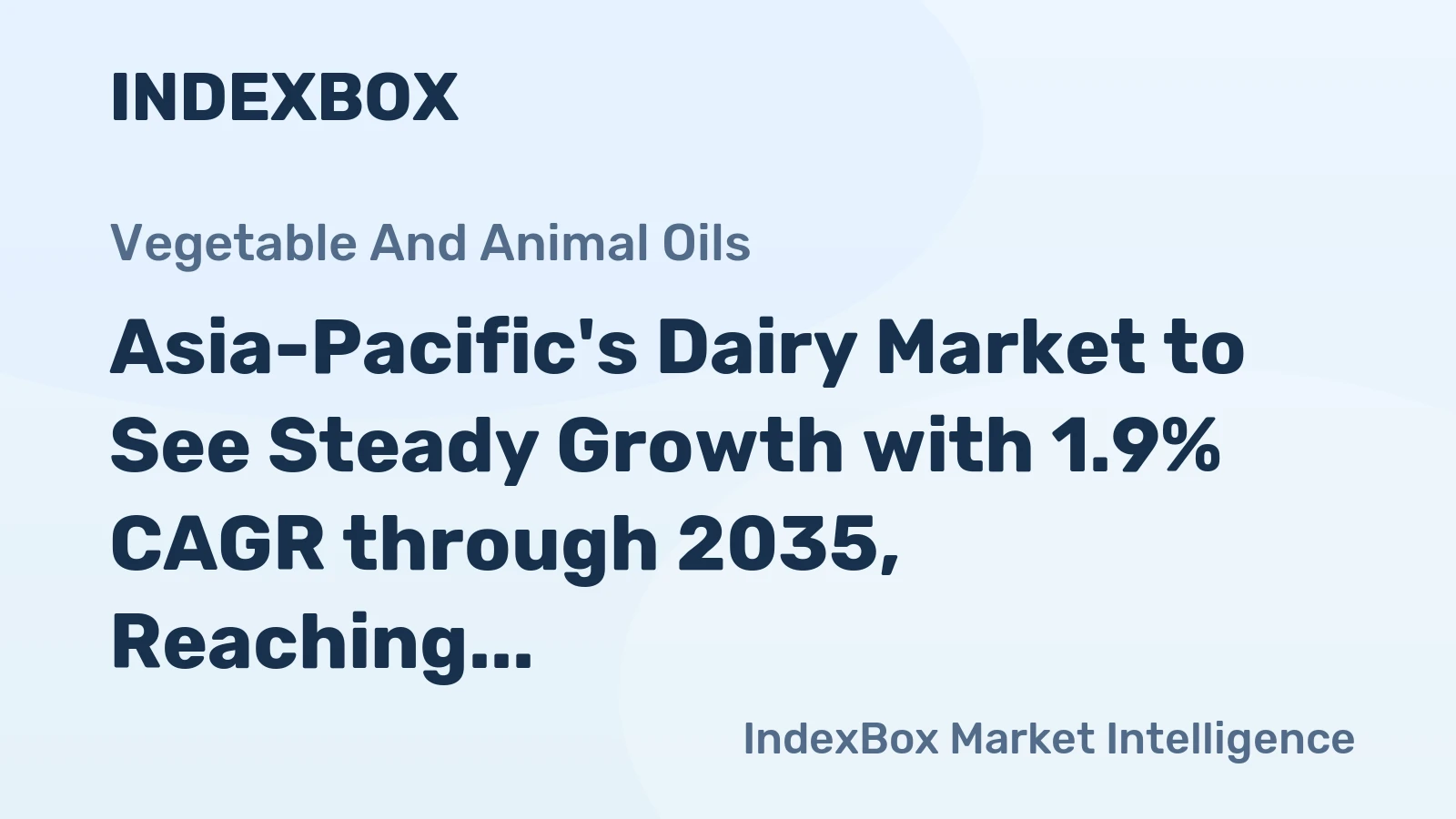 Asia-Pacific's Dairy Market to See Steady Growth with 1.9% CAGR through 2035, Reaching $581.4B in Value