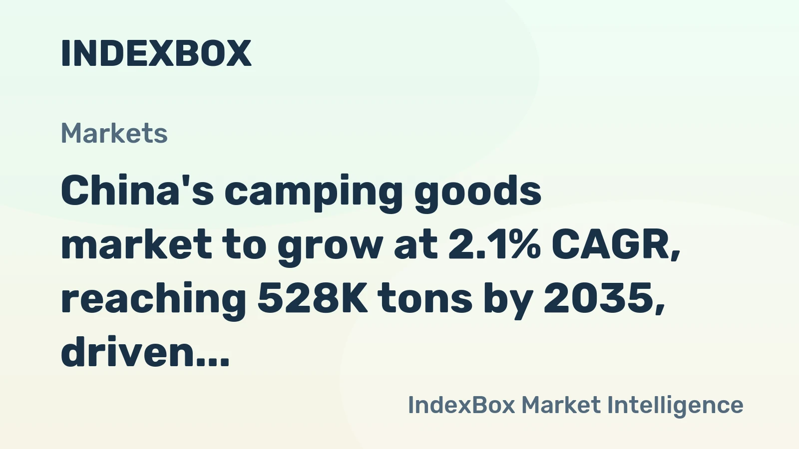 China's camping goods market to grow at 2.1% CAGR, reaching 528K tons by 2035, driven by sustained domestic demand.