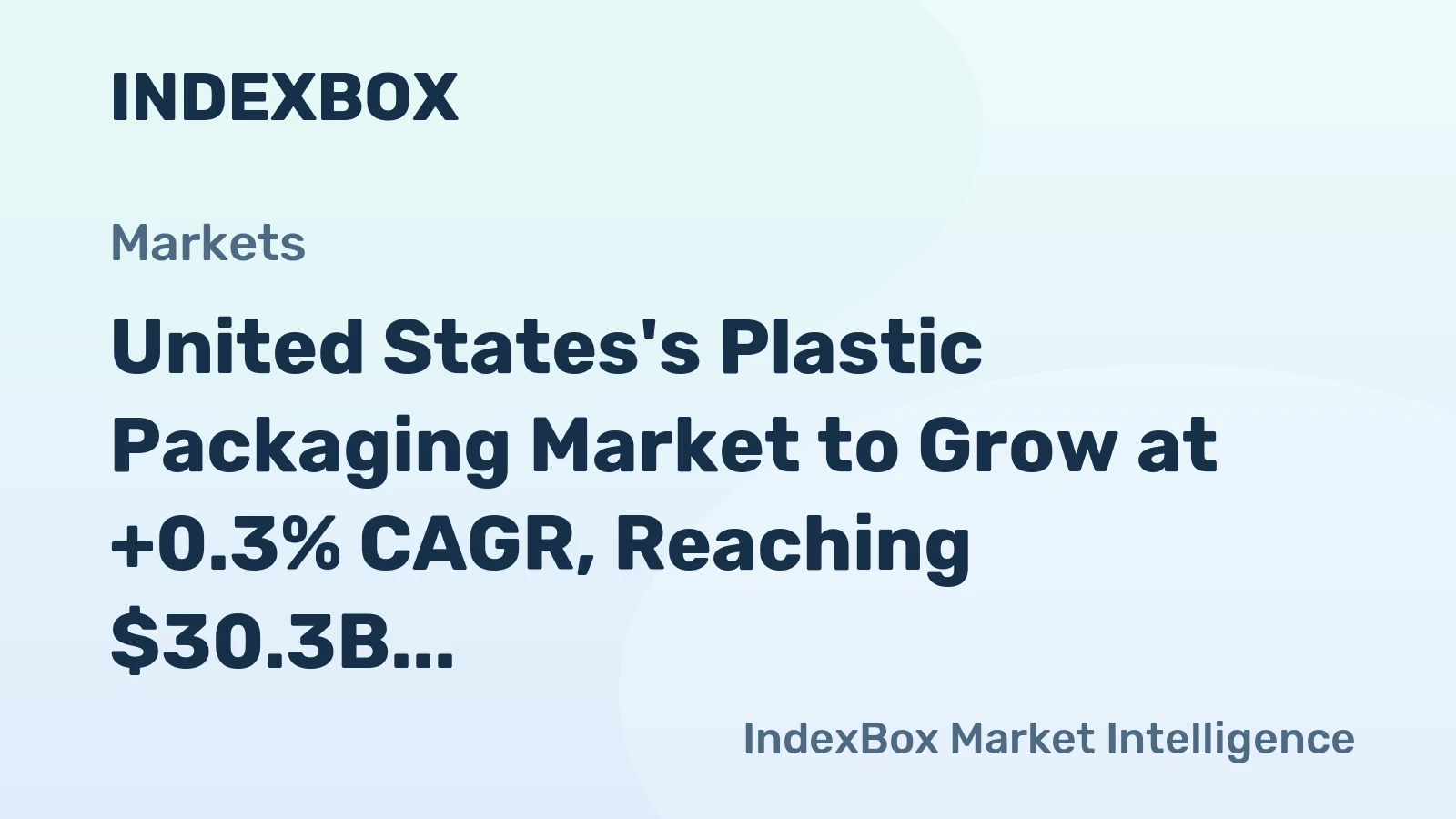 United States's Plastic Packaging Market to Grow at +0.3% CAGR, Reaching $30.3B by 2035