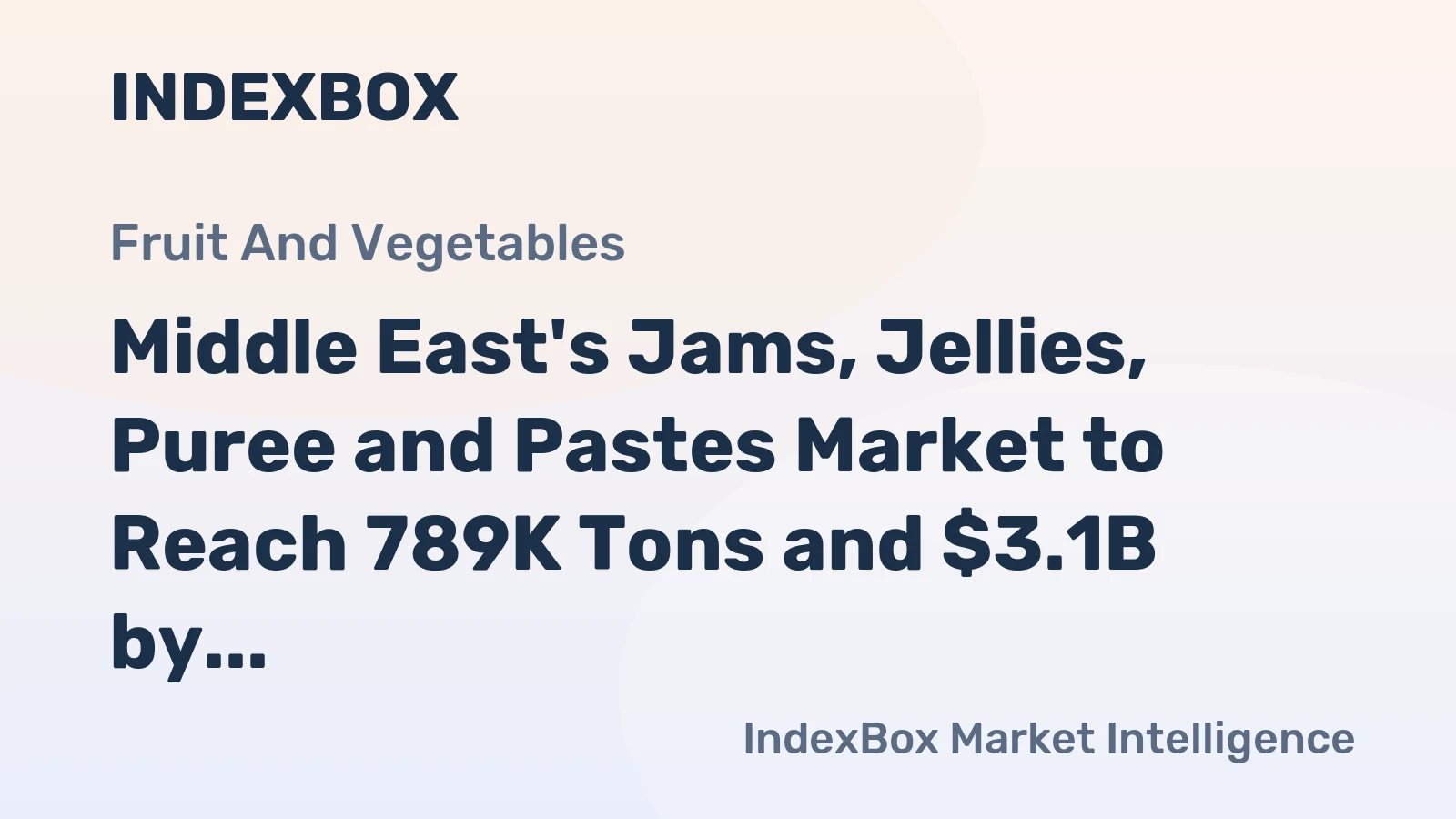 Middle East's Jams, Jellies, Puree and Pastes Market to Reach 789K Tons and $3.1B by 2035
