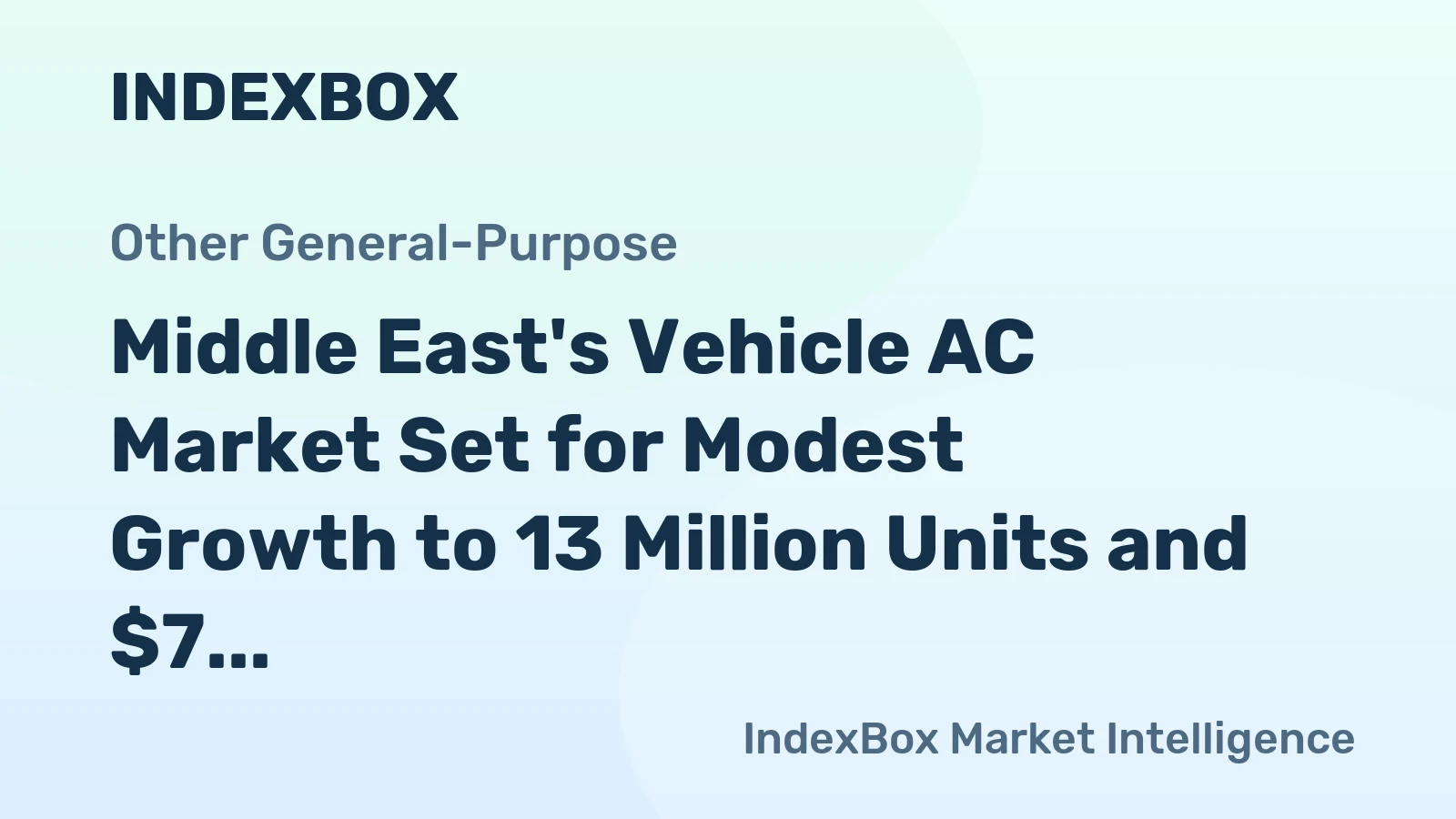 Middle East's Vehicle AC Market Set for Modest Growth to 13 Million Units and $7 Billion Value