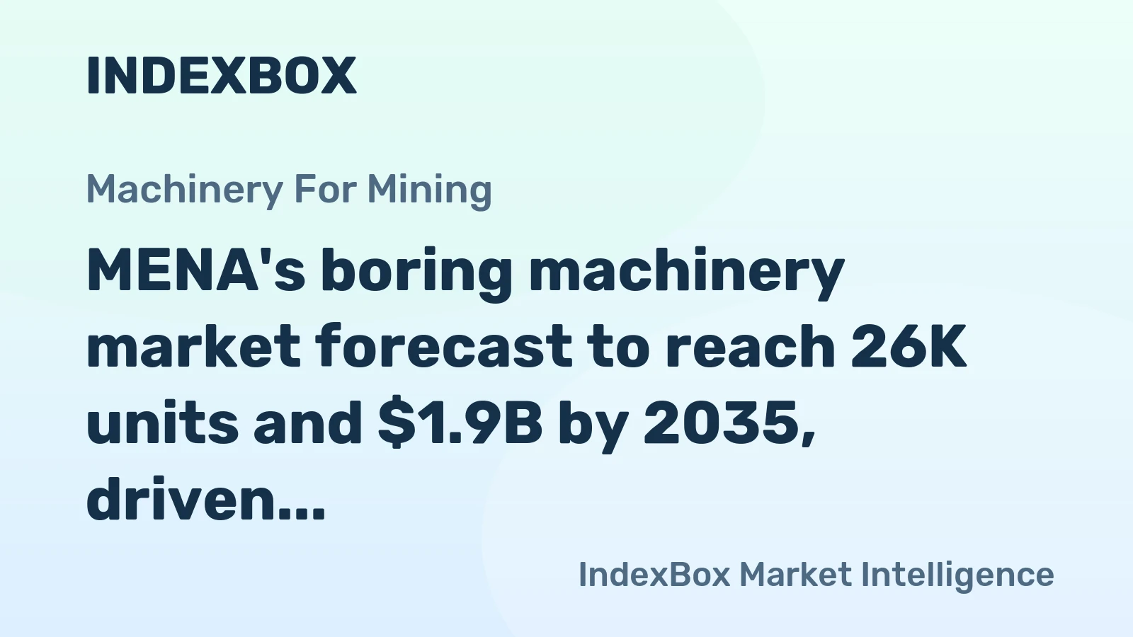 MENA's boring machinery market forecast to reach 26K units and $1.9B by 2035, driven by sustained demand.