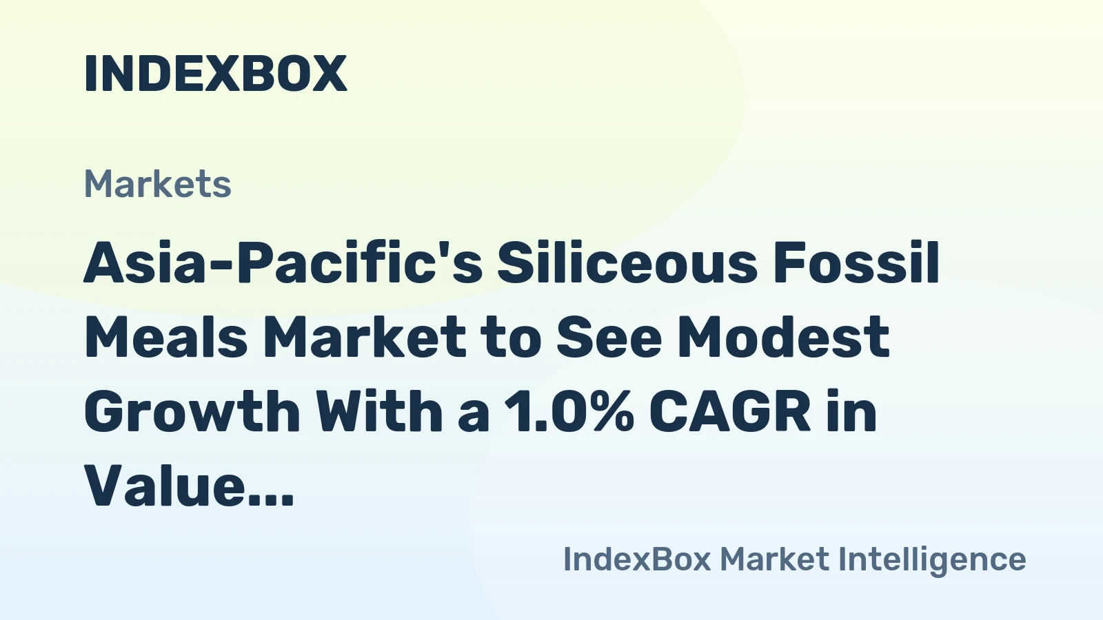 Asia-Pacific's Siliceous Fossil Meals Market to See Modest Growth With a 1.0% CAGR in Value
