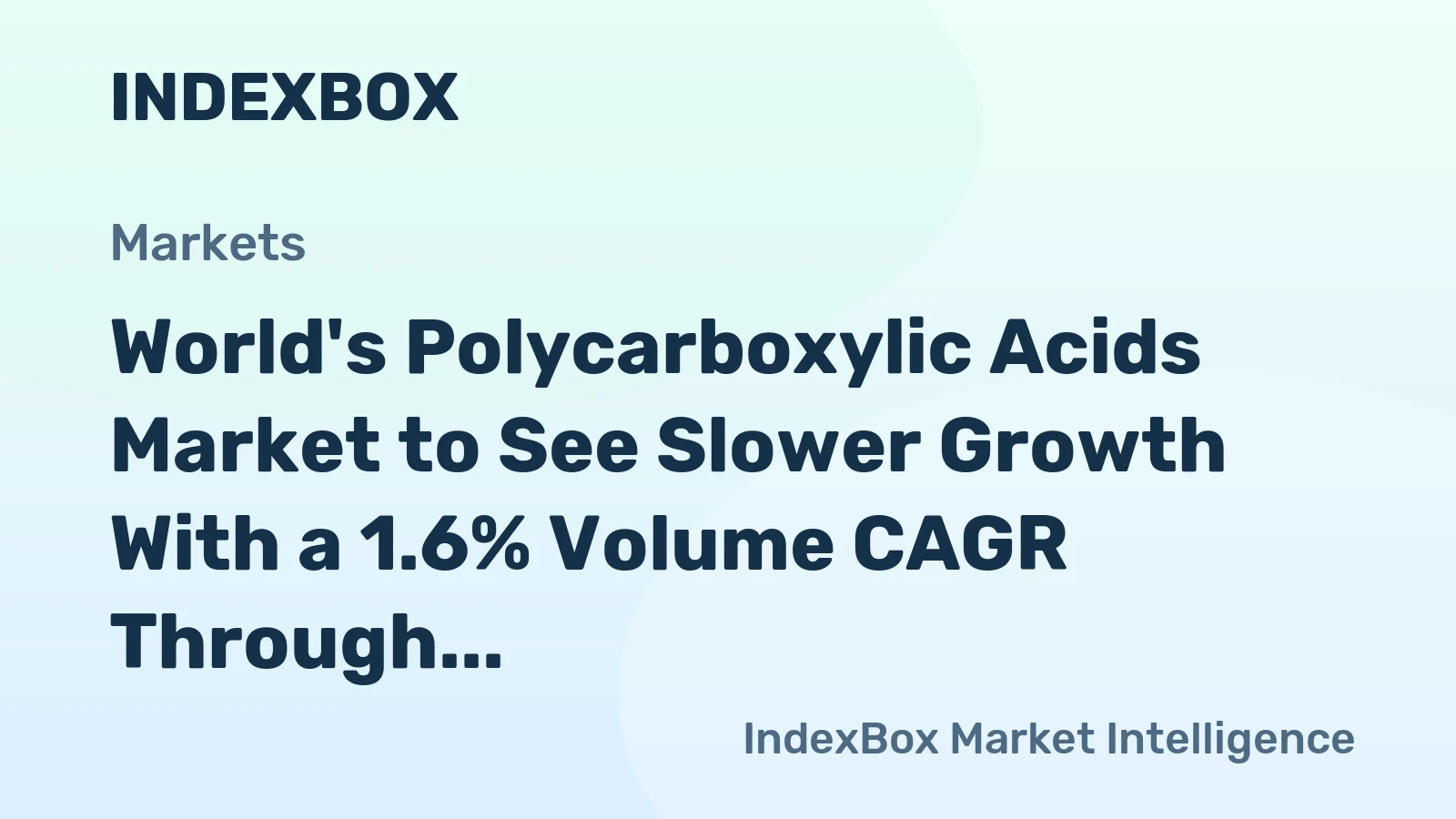 World's Polycarboxylic Acids Market to See Slower Growth With a 1.6% Volume CAGR Through 2035