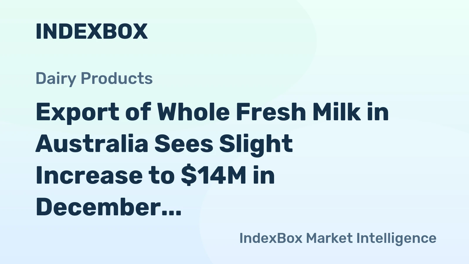 Export of Whole Fresh Milk in Australia Sees Slight Increase to $14M in December 2023