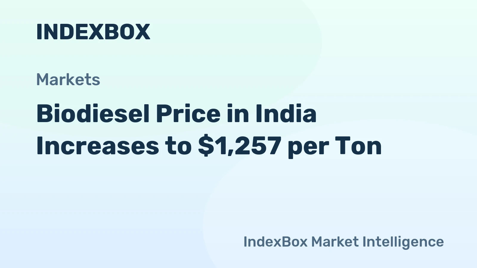 Biodiesel Price in India Increases to $1,257 per Ton