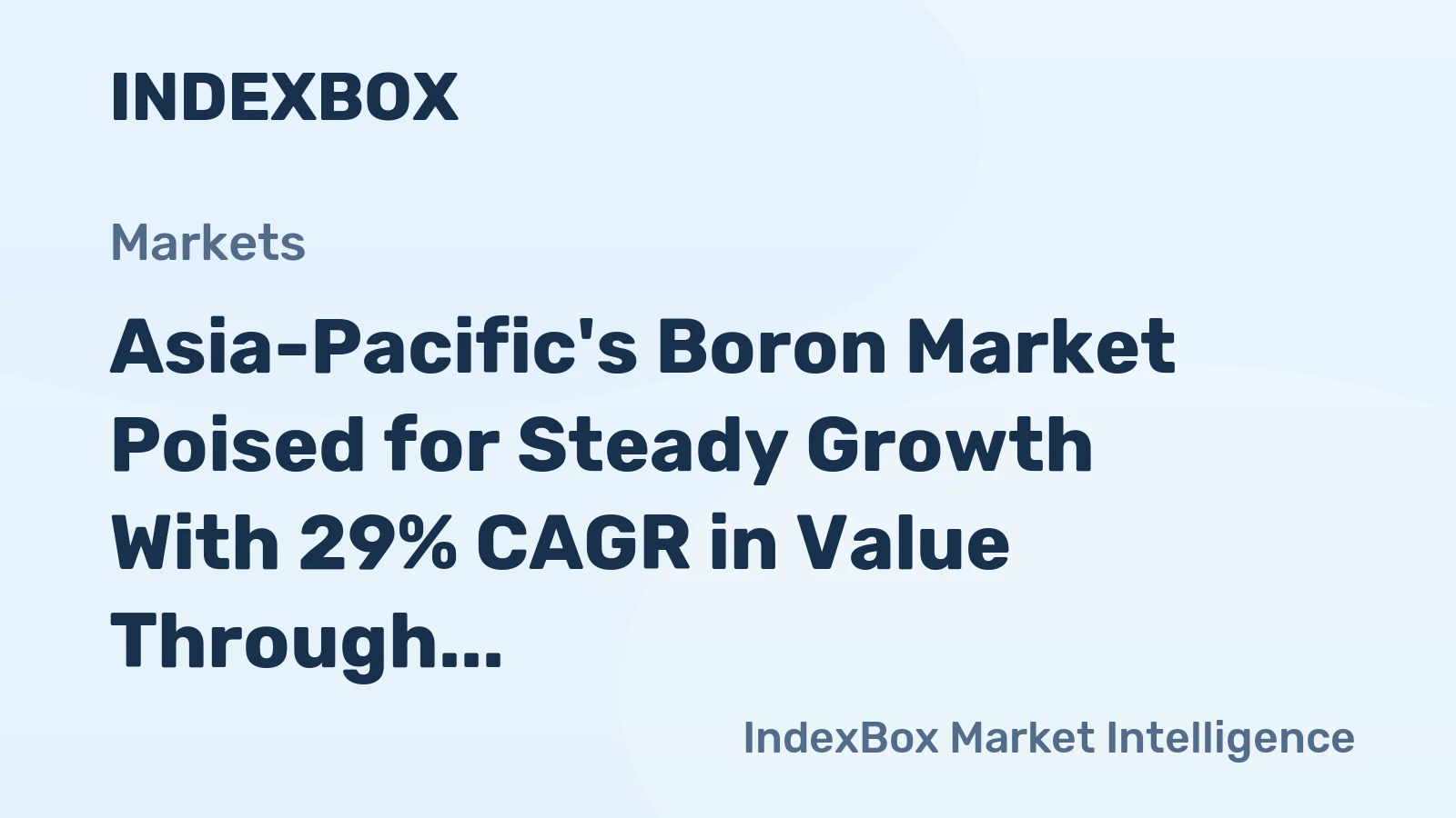 Asia-Pacific's Boron Market Poised for Steady Growth With 29% CAGR in Value Through 2035