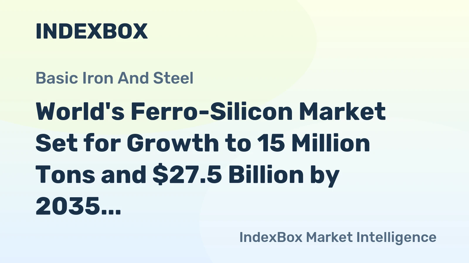 World's Ferro-Silicon Market Set for Growth to 15 Million Tons and $27.5 Billion by 2035