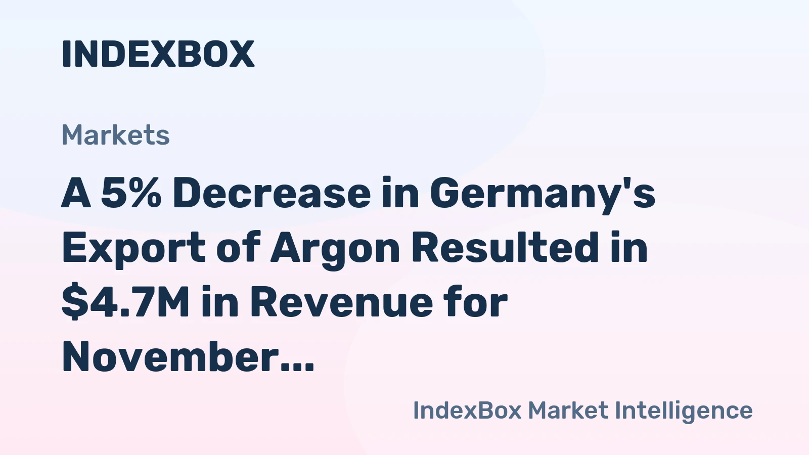 A 5% Decrease in Germany's Export of Argon Resulted in $4.7M in Revenue for November 2023.