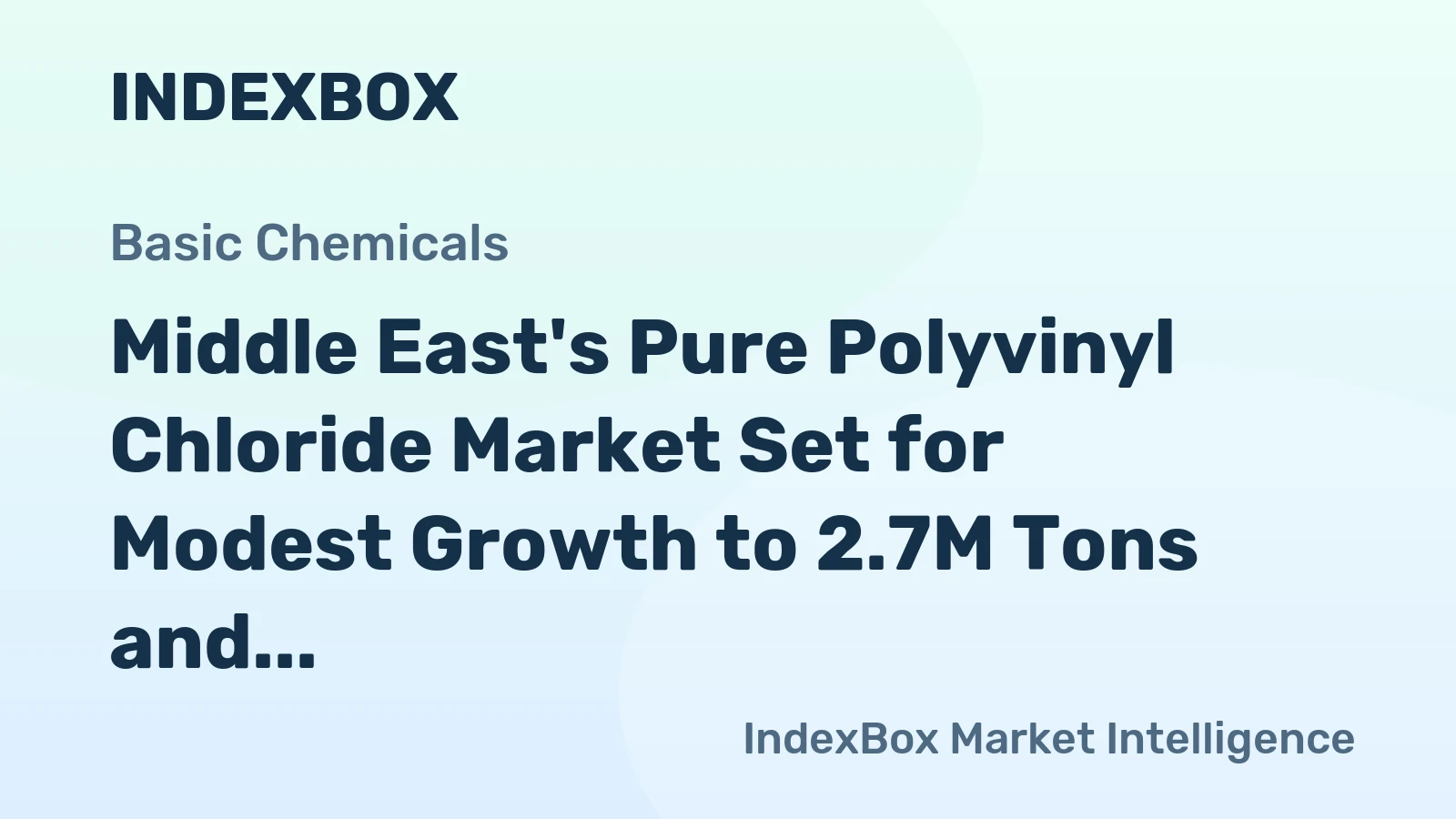 Middle East's Pure Polyvinyl Chloride Market Set for Modest Growth to 2.7M Tons and $2.8B by 2035