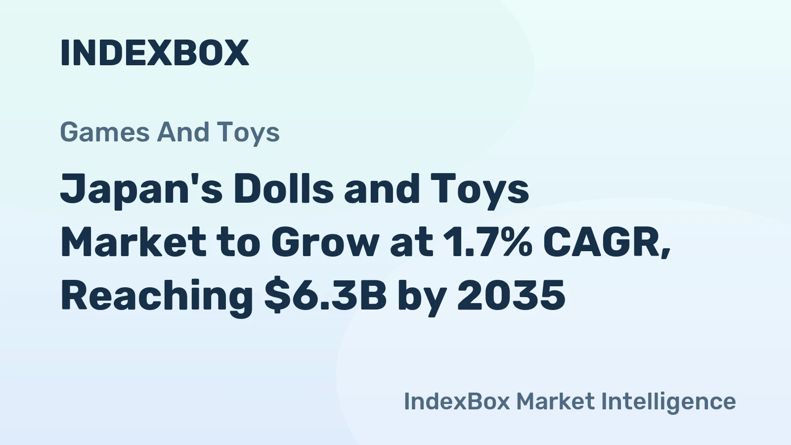 Japan's Dolls and Toys Market to Grow at 1.7% CAGR, Reaching $6.3B by 2035
