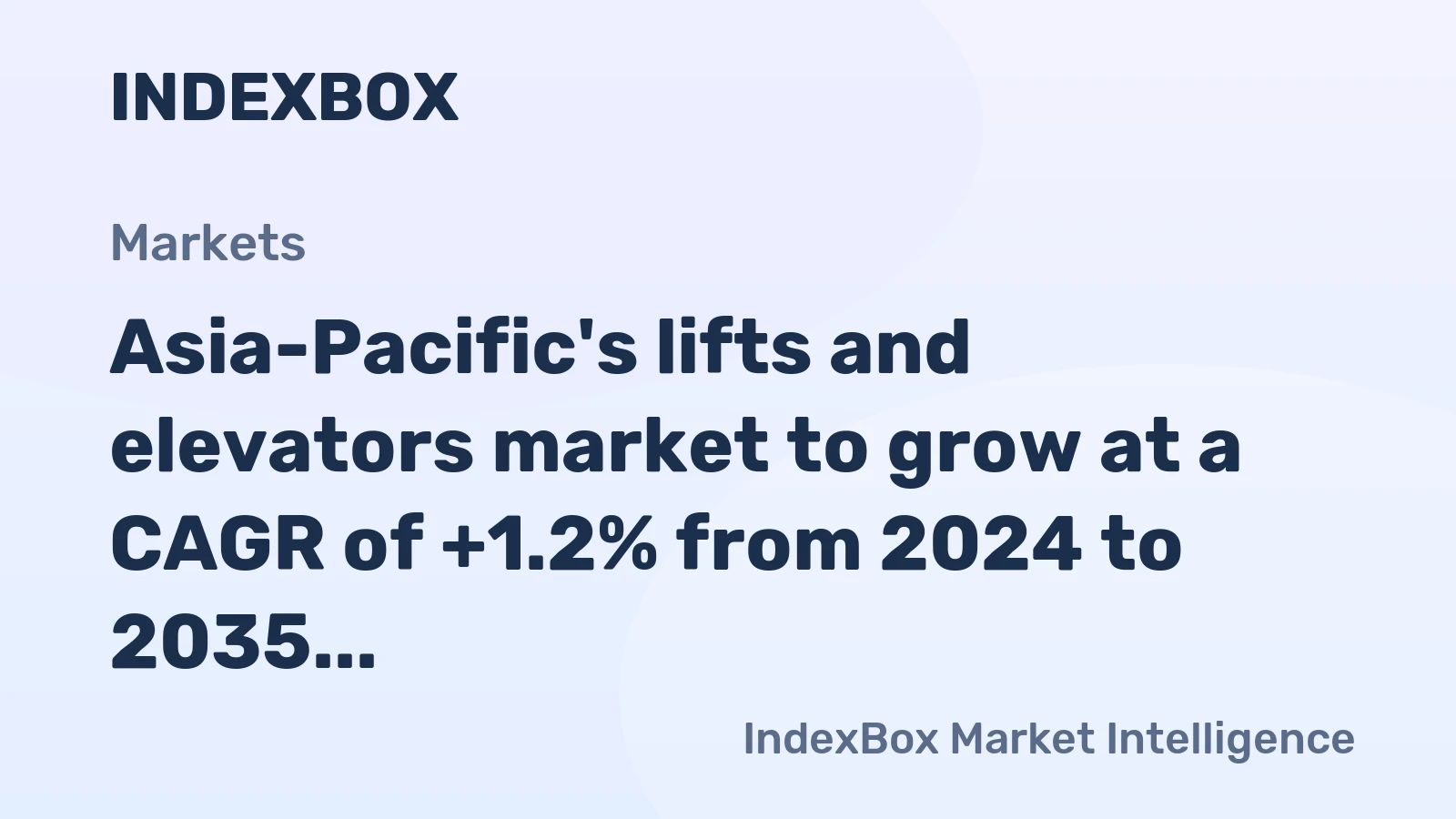Asia-Pacific's lifts and elevators market to grow at a CAGR of +1.2% from 2024 to 2035, reaching 1.4M units