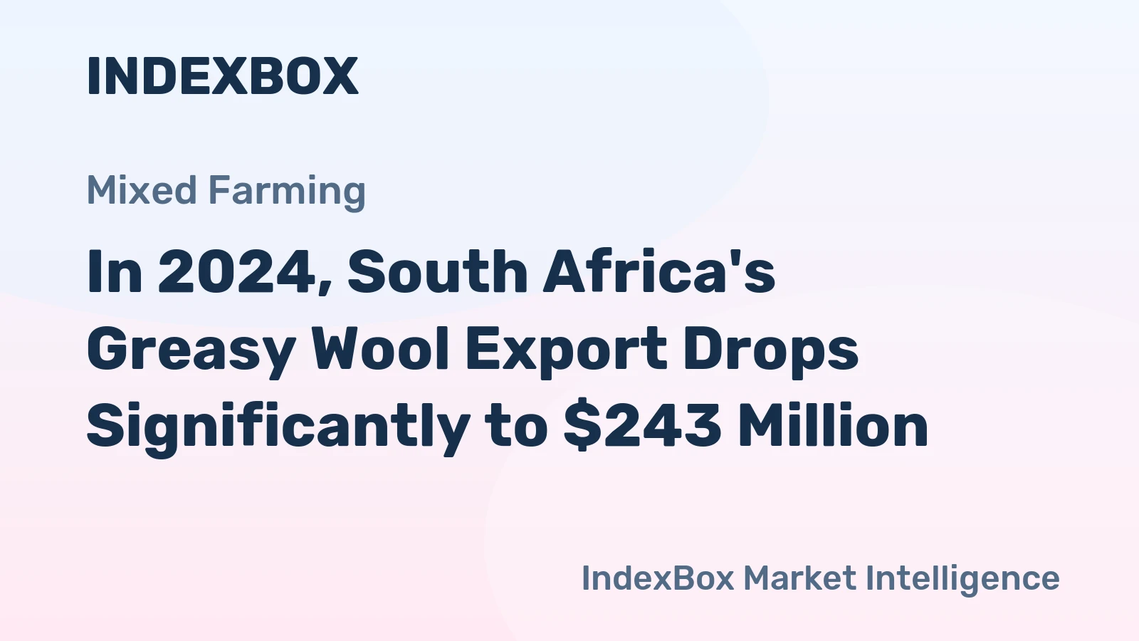 In 2024, South Africa's Greasy Wool Export Drops Significantly to $243 Million