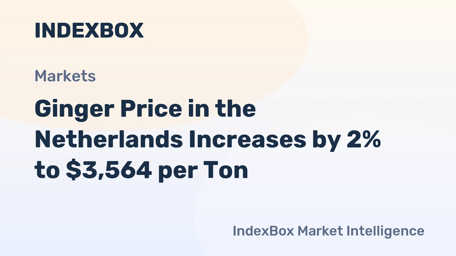 Ginger Price in the Netherlands Increases by 2% to $3,564 per Ton