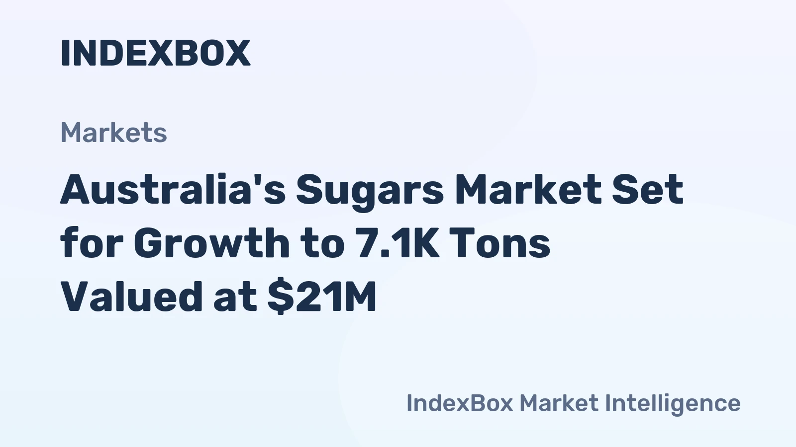 Australia's Sugars Market Set for Growth to 7.1K Tons Valued at $21M