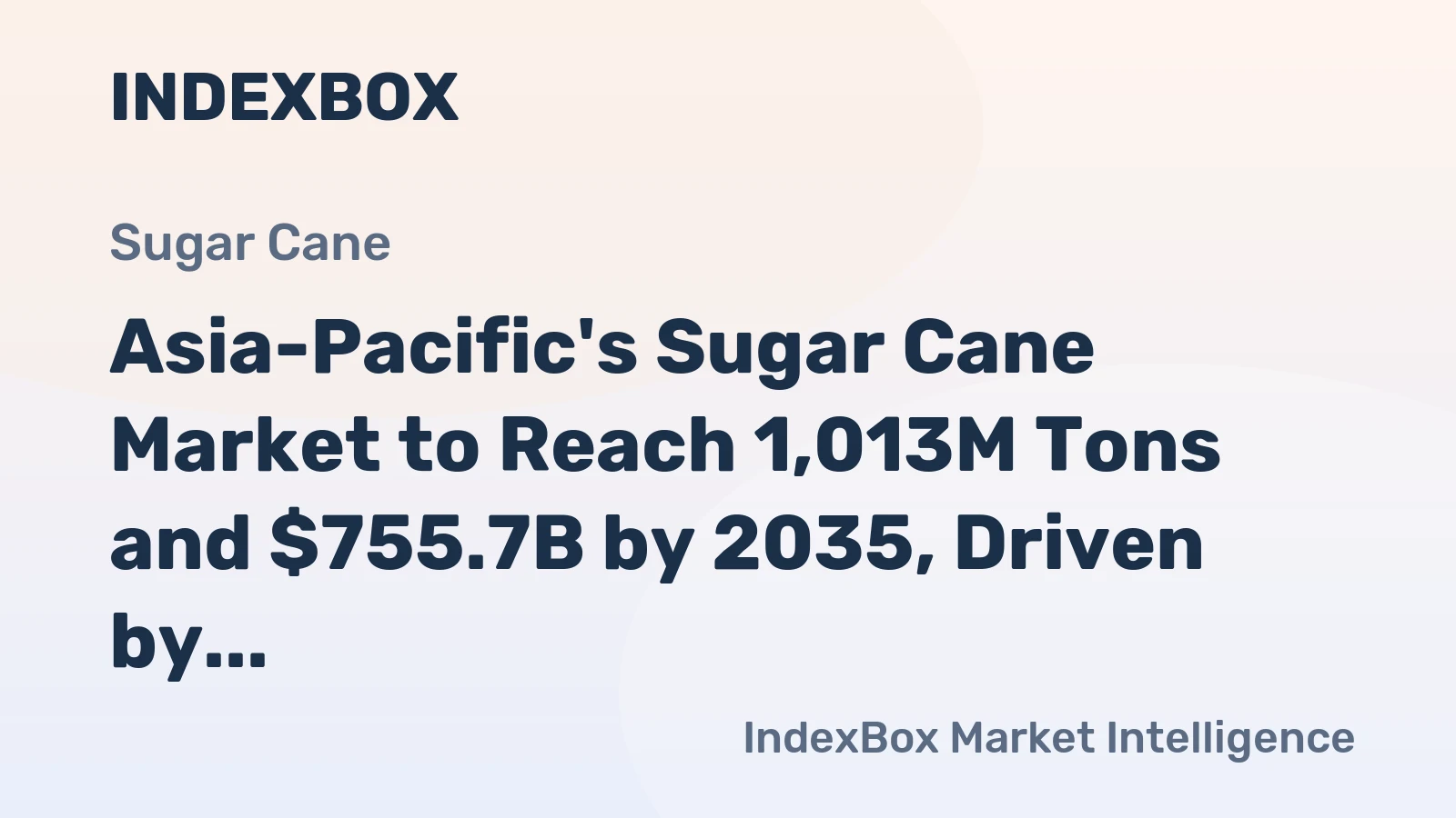 Asia-Pacific's Sugar Cane Market to Reach 1,013M Tons and $755.7B by 2035, Driven by Increasing Demand