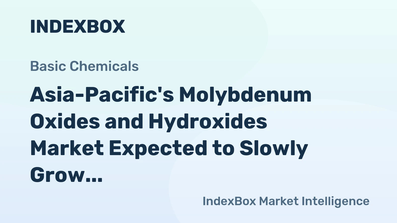Asia-Pacific's Molybdenum Oxides and Hydroxides Market Expected to Slowly Grow with +0.3% CAGR by 2035