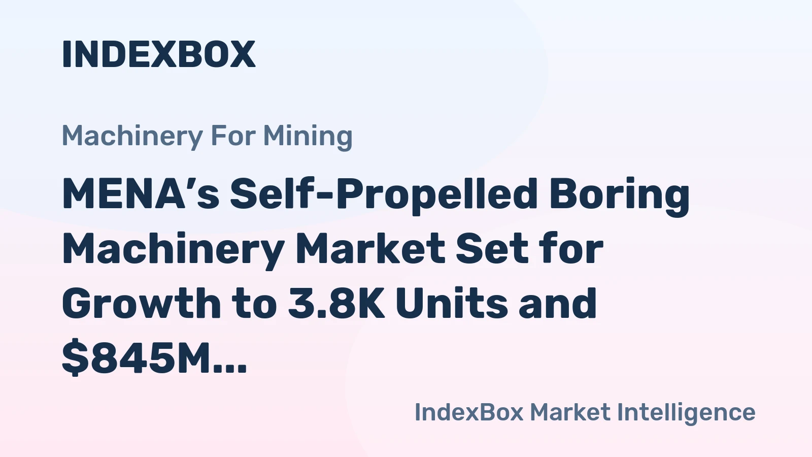 MENA’s Self-Propelled Boring Machinery Market Set for Growth to 3.8K Units and $845M