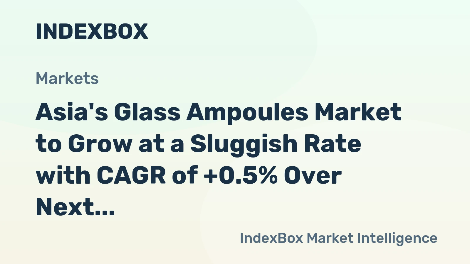 Asia's Glass Ampoules Market to Grow at a Sluggish Rate with CAGR of +0.5% Over Next Decade