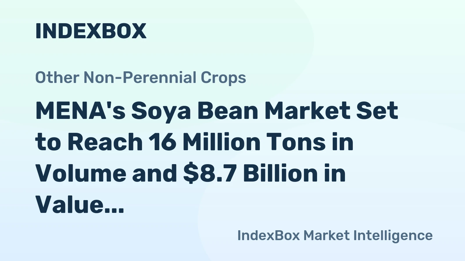MENA's Soya Bean Market Set to Reach 16 Million Tons in Volume and $8.7 Billion in Value by 2035