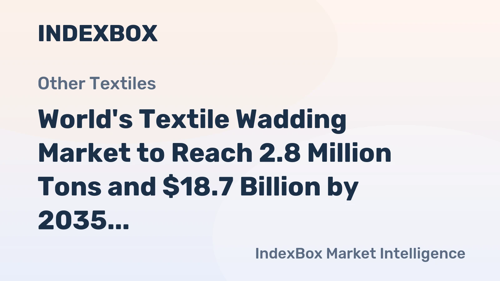 World's Textile Wadding Market to Reach 2.8 Million Tons and $18.7 Billion by 2035