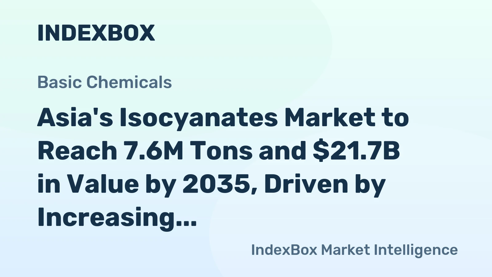 Asia's Isocyanates Market to Reach 7.6M Tons and $21.7B in Value by 2035, Driven by Increasing Demand