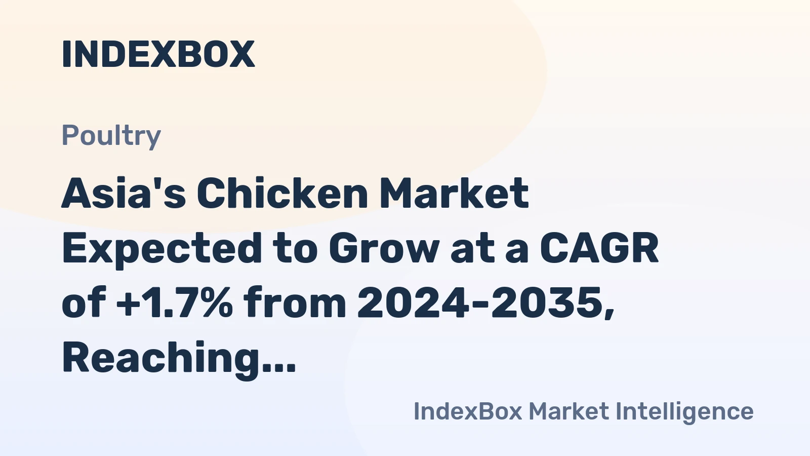 Asia's Chicken Market Expected to Grow at a CAGR of +1.7% from 2024-2035, Reaching $91.5B in Value by 2035