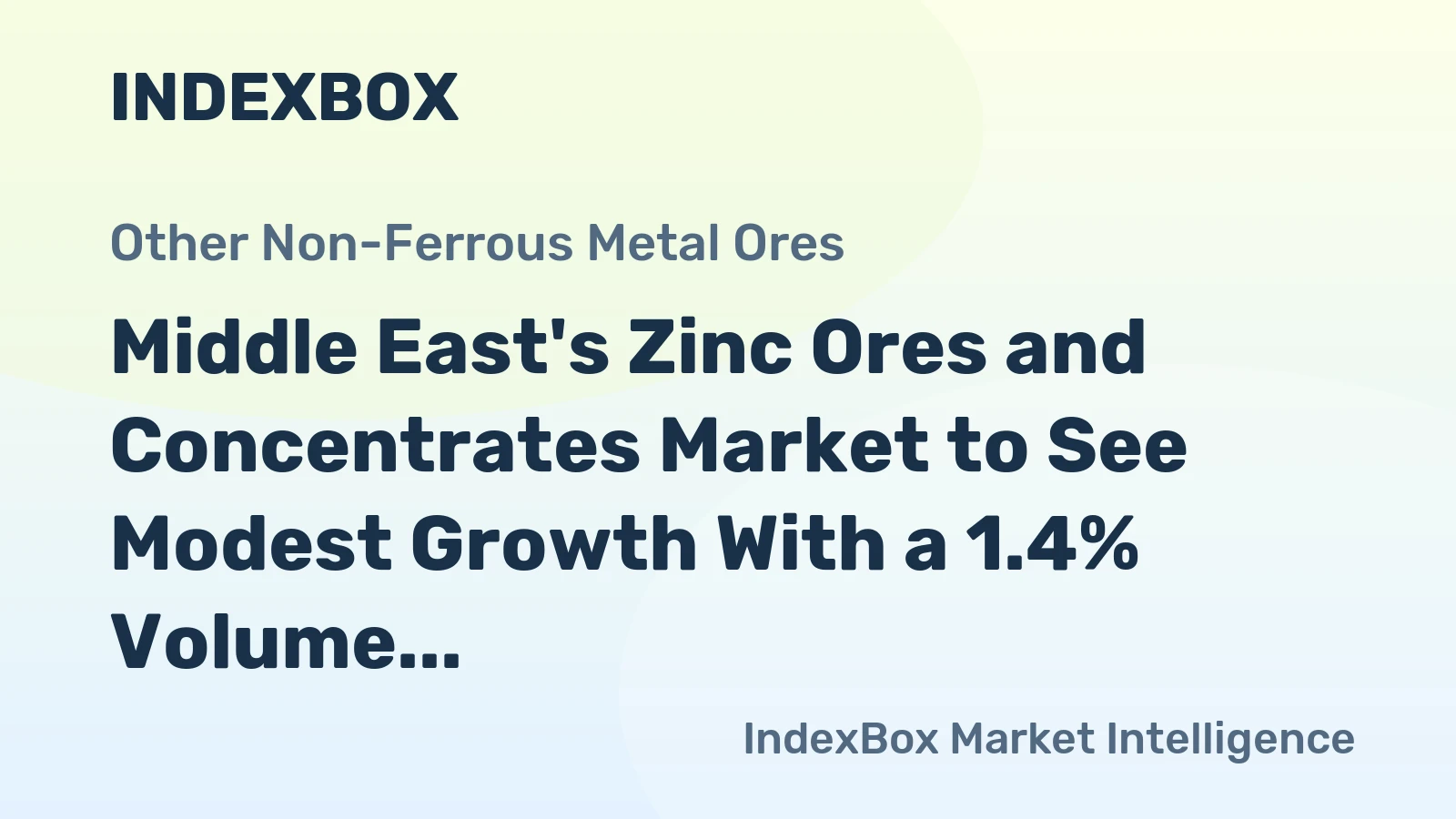 Middle East's Zinc Ores and Concentrates Market to See Modest Growth With a 1.4% Volume CAGR