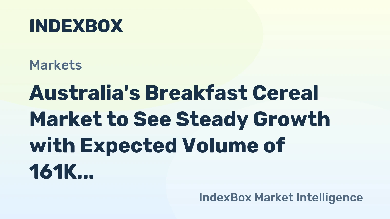 Australia's Breakfast Cereal Market to See Steady Growth with Expected Volume of 161K tons and Value of $389M by 2035