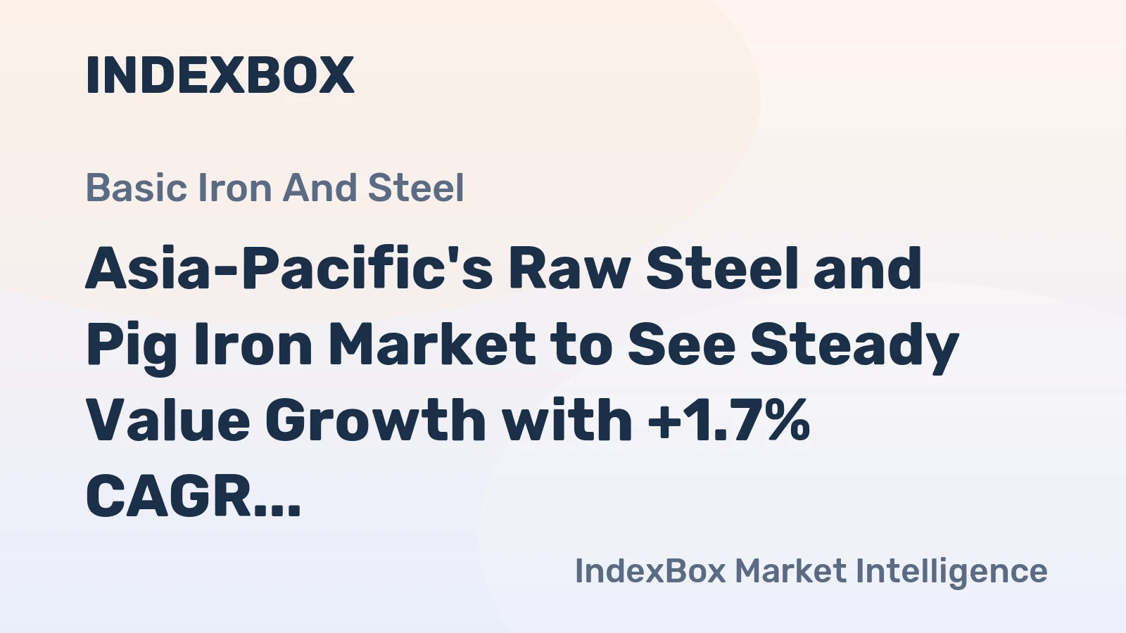 Asia-Pacific's Raw Steel and Pig Iron Market to See Steady Value Growth with +1.7% CAGR Through 2035