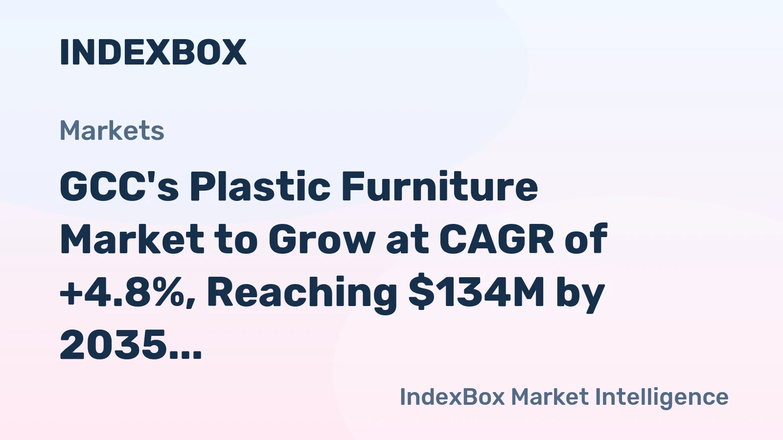 GCC's Plastic Furniture Market to Grow at CAGR of +4.8%, Reaching $134M by 2035