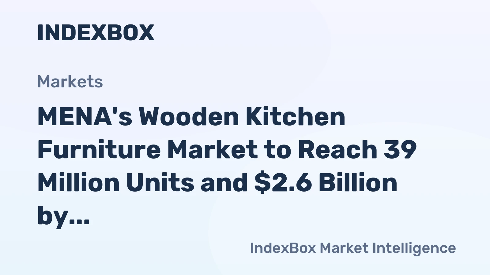 MENA's Wooden Kitchen Furniture Market to Reach 39 Million Units and $2.6 Billion by 2035