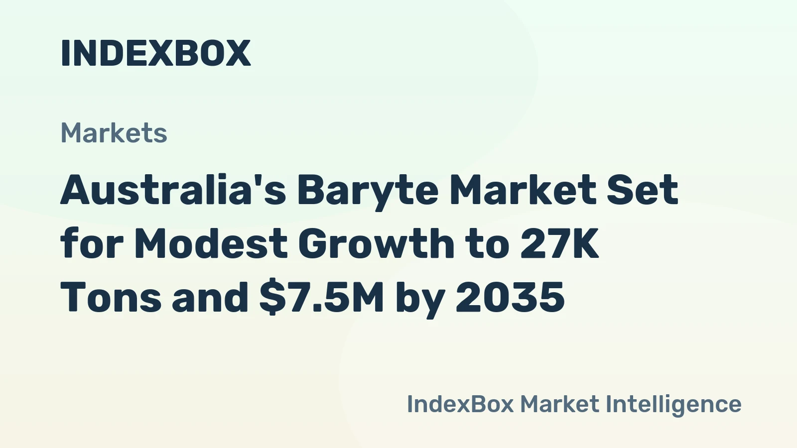 Australia's Baryte Market Set for Modest Growth to 27K Tons and $7.5M by 2035