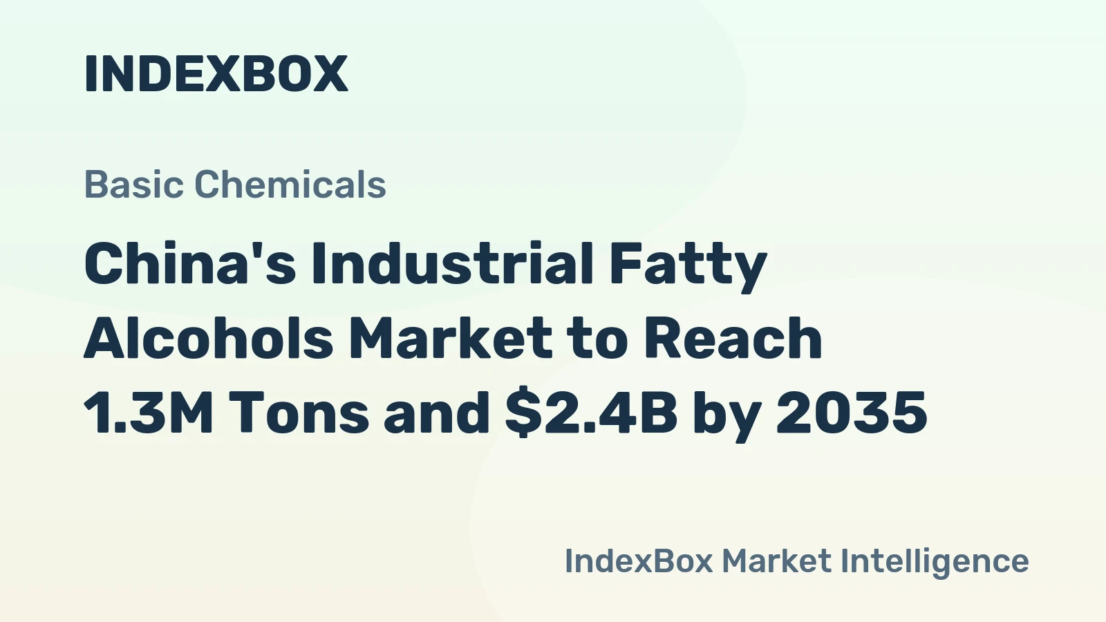 China's Industrial Fatty Alcohols Market to Reach 1.3M Tons and $2.4B by 2035