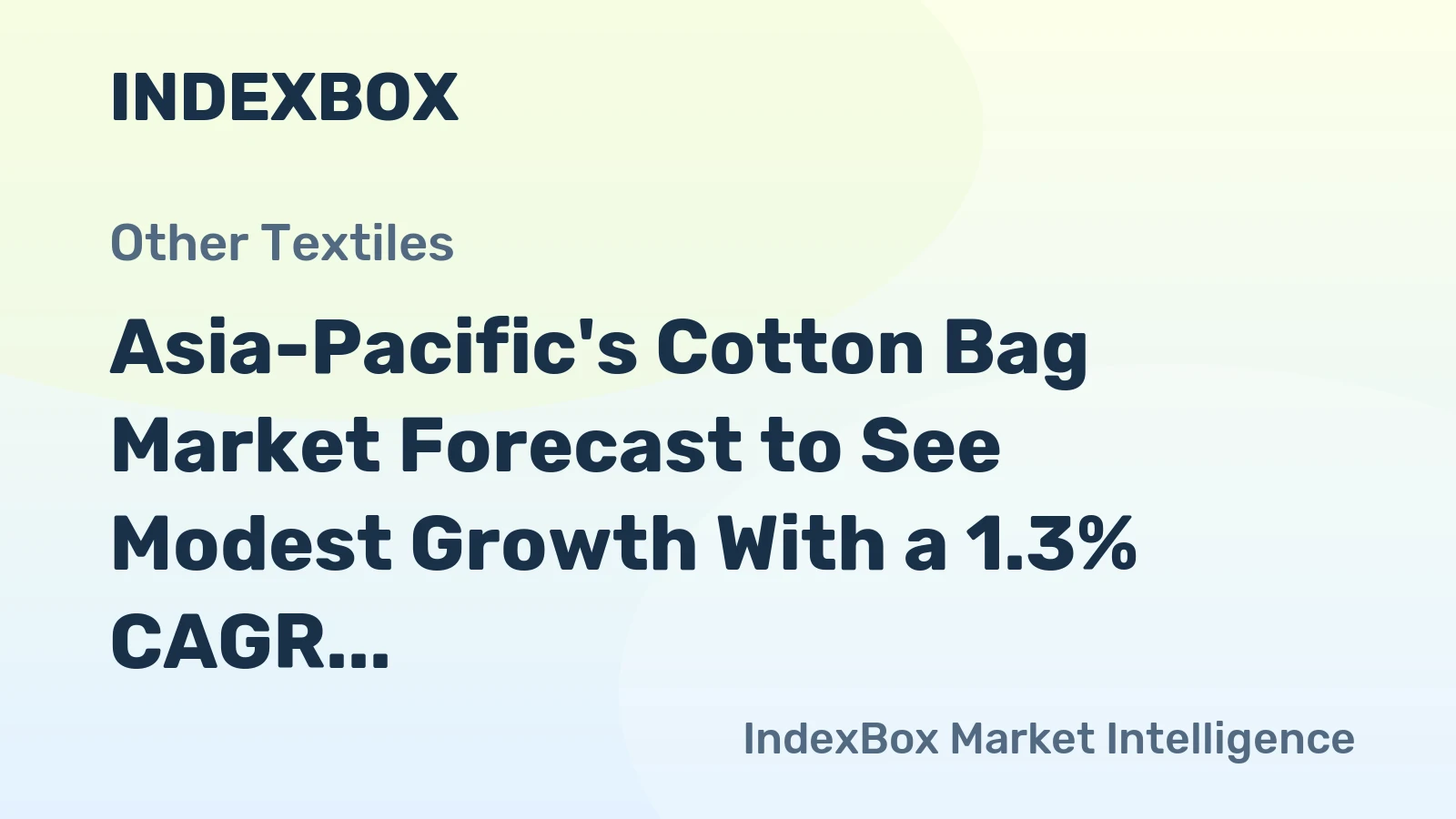 Asia-Pacific's Cotton Bag Market Forecast to See Modest Growth With a 1.3% CAGR in Value Through 2035