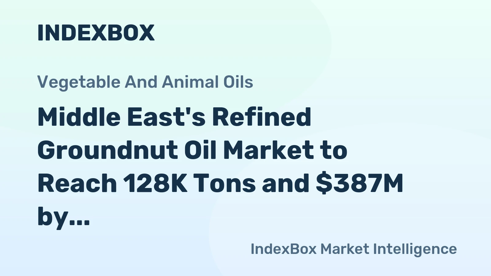 Middle East's Refined Groundnut Oil Market to Reach 128K Tons and $387M by 2035