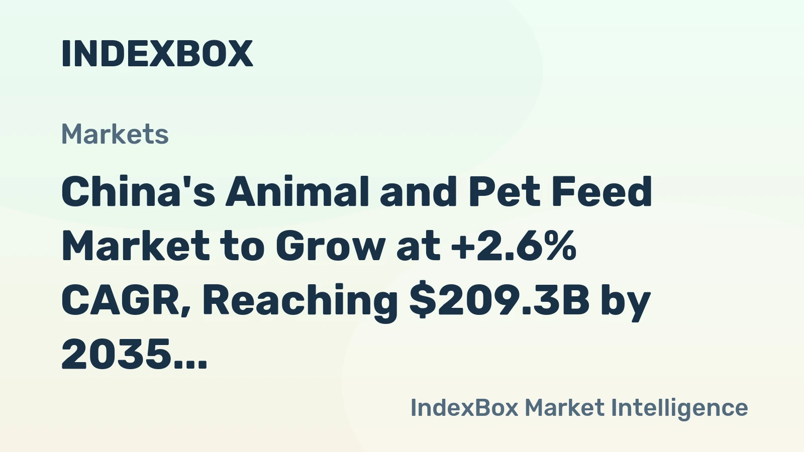 China's Animal and Pet Feed Market to Grow at +2.6% CAGR, Reaching $209.3B by 2035