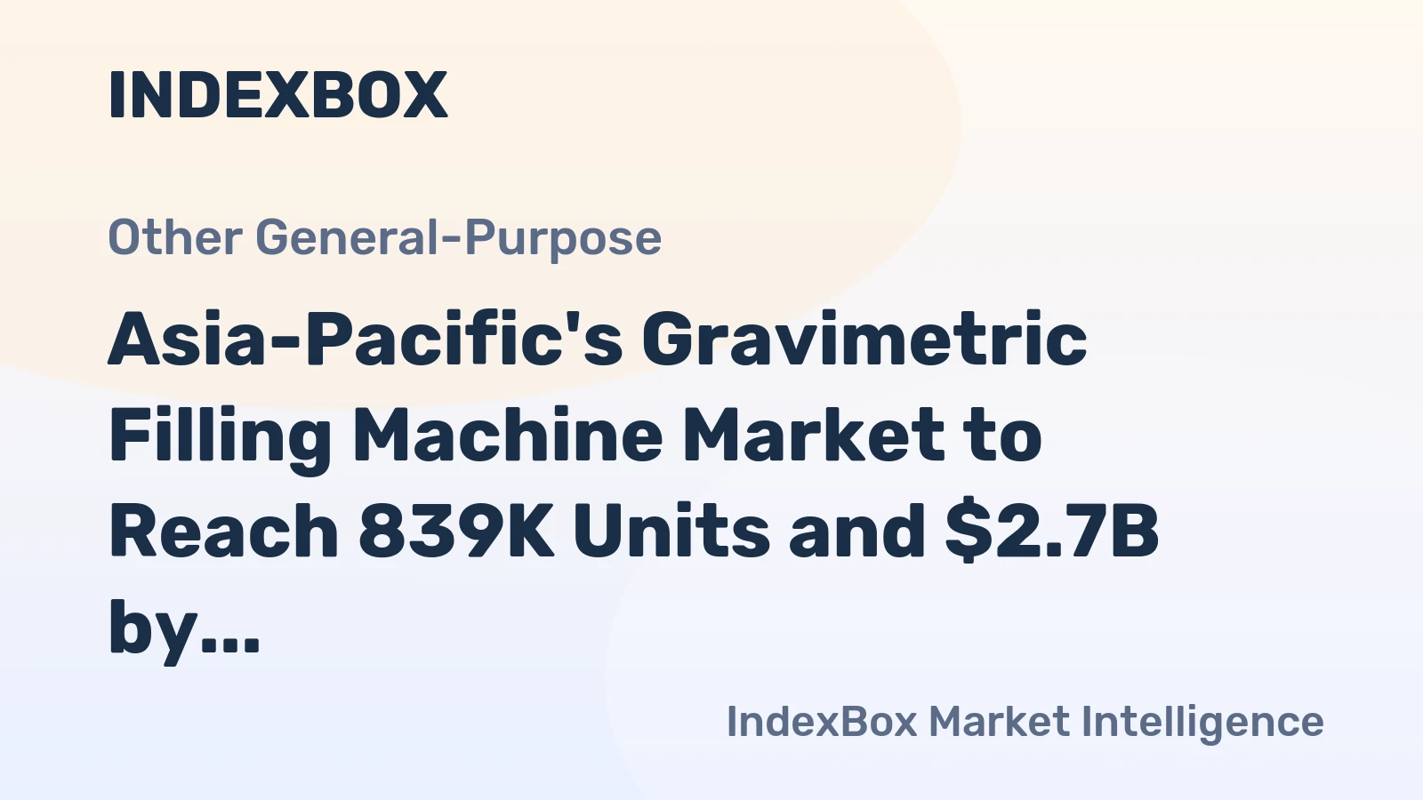 Asia-Pacific's Gravimetric Filling Machine Market to Reach 839K Units and $2.7B by 2035