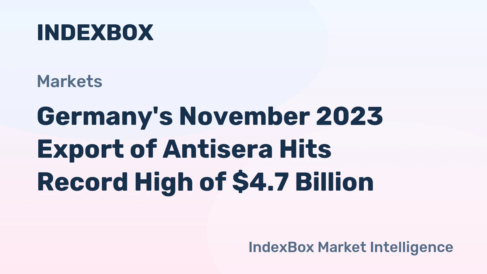 Germany's November 2023 Export of Antisera Hits Record High of $4.7 Billion