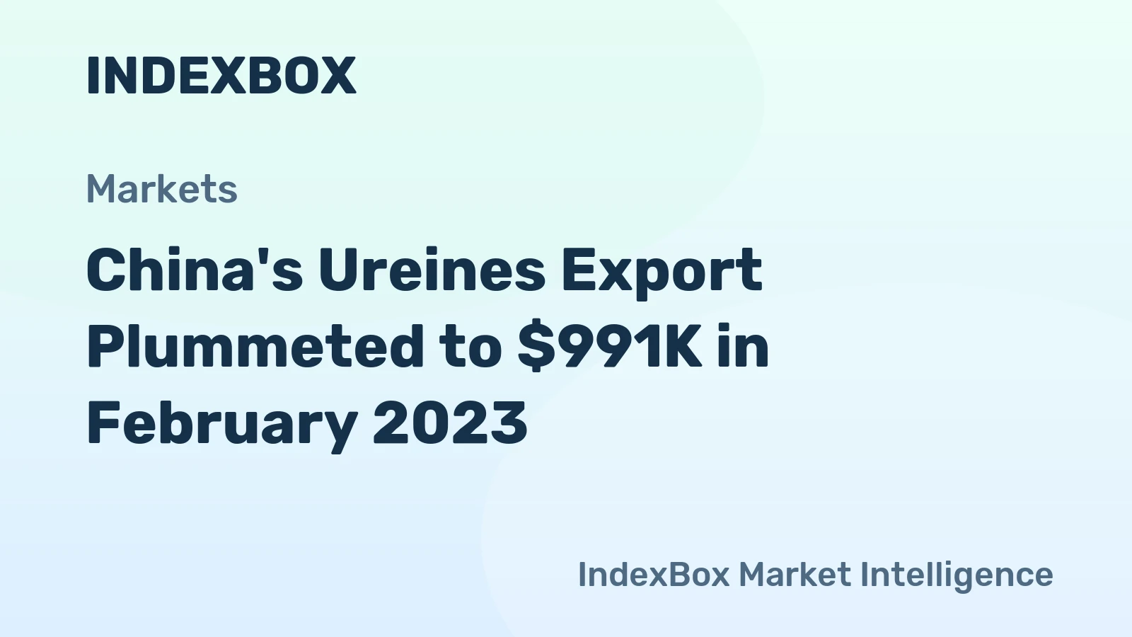  China's Ureines Export Plummeted to $991K in February 2023