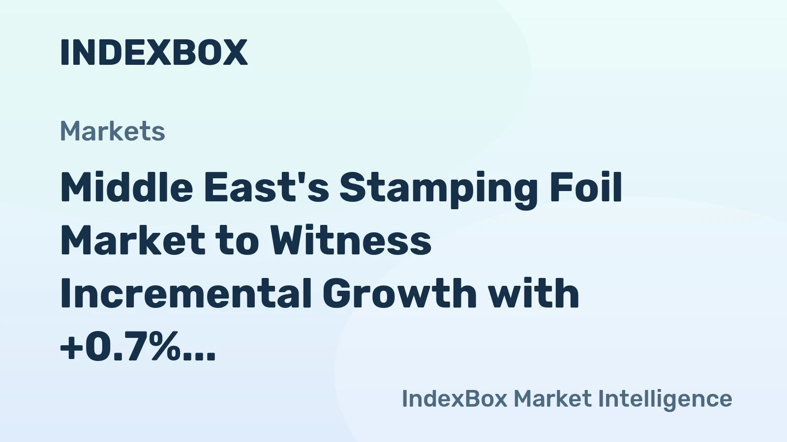 Middle East's Stamping Foil Market to Witness Incremental Growth with +0.7% CAGR from 2024 to 2035