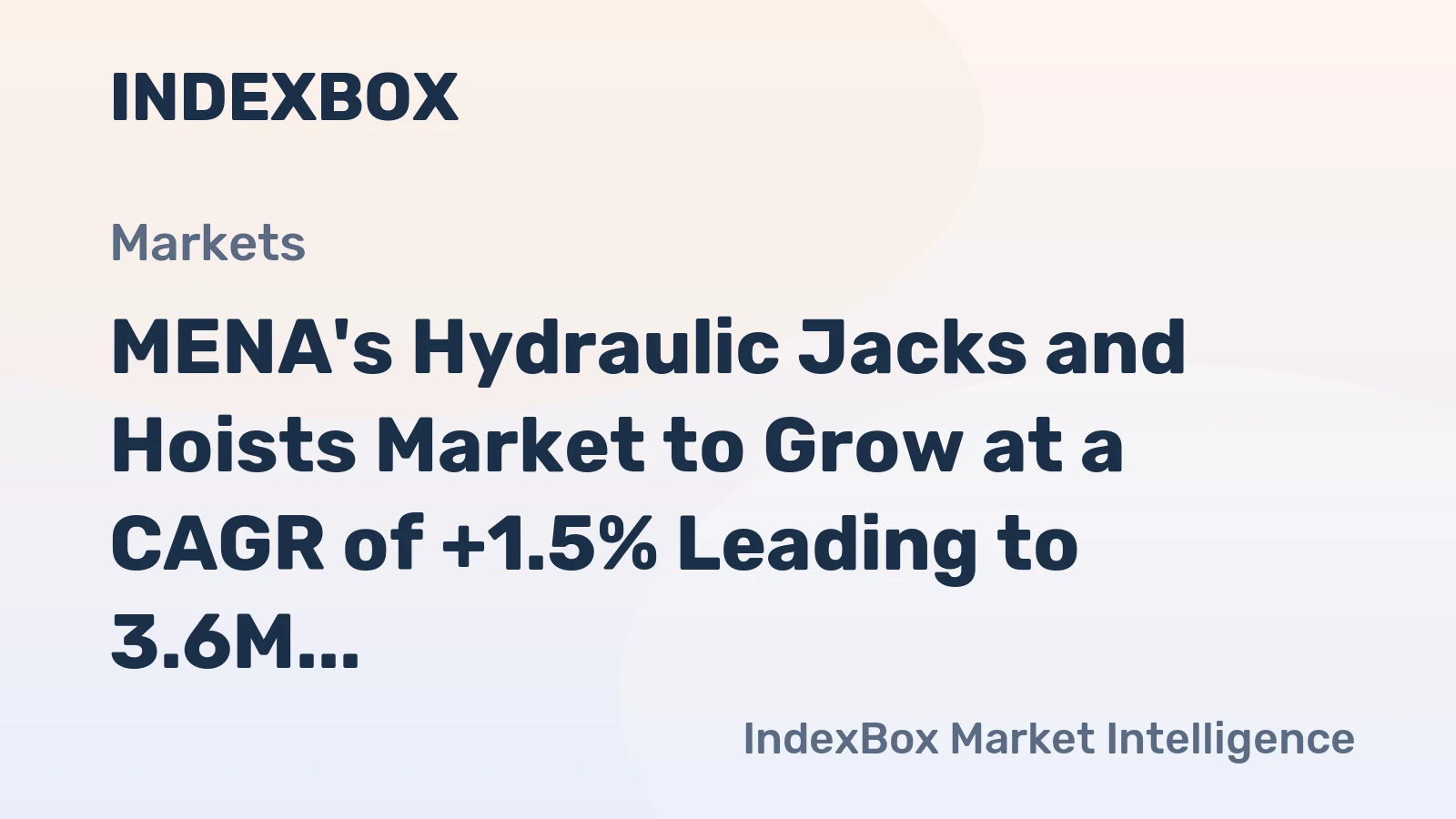 MENA's Hydraulic Jacks and Hoists Market to Grow at a CAGR of +1.5% Leading to 3.6M Units by 2035