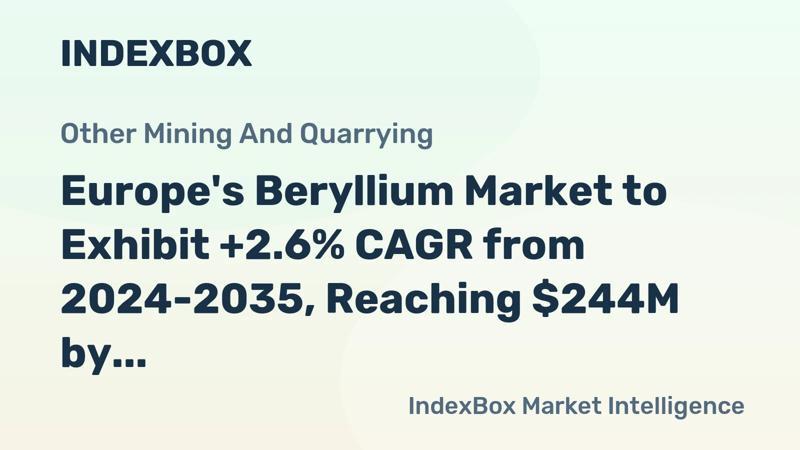 Europe's Beryllium Market to Exhibit +2.6% CAGR from 2024-2035, Reaching $244M by 2035