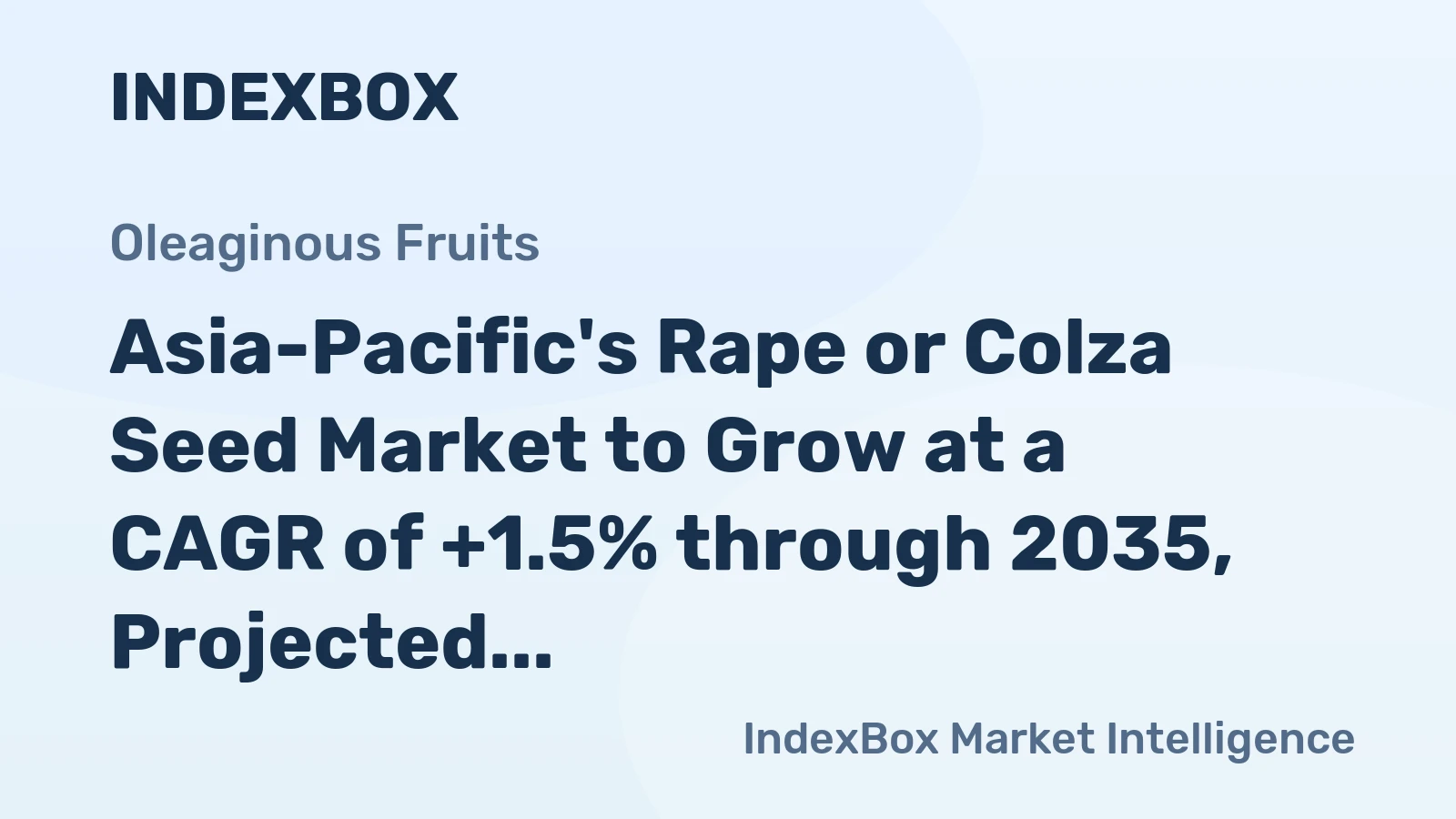 Asia-Pacific's Rape or Colza Seed Market to Grow at a CAGR of +1.5% through 2035, Projected to Reach 48M Tons
