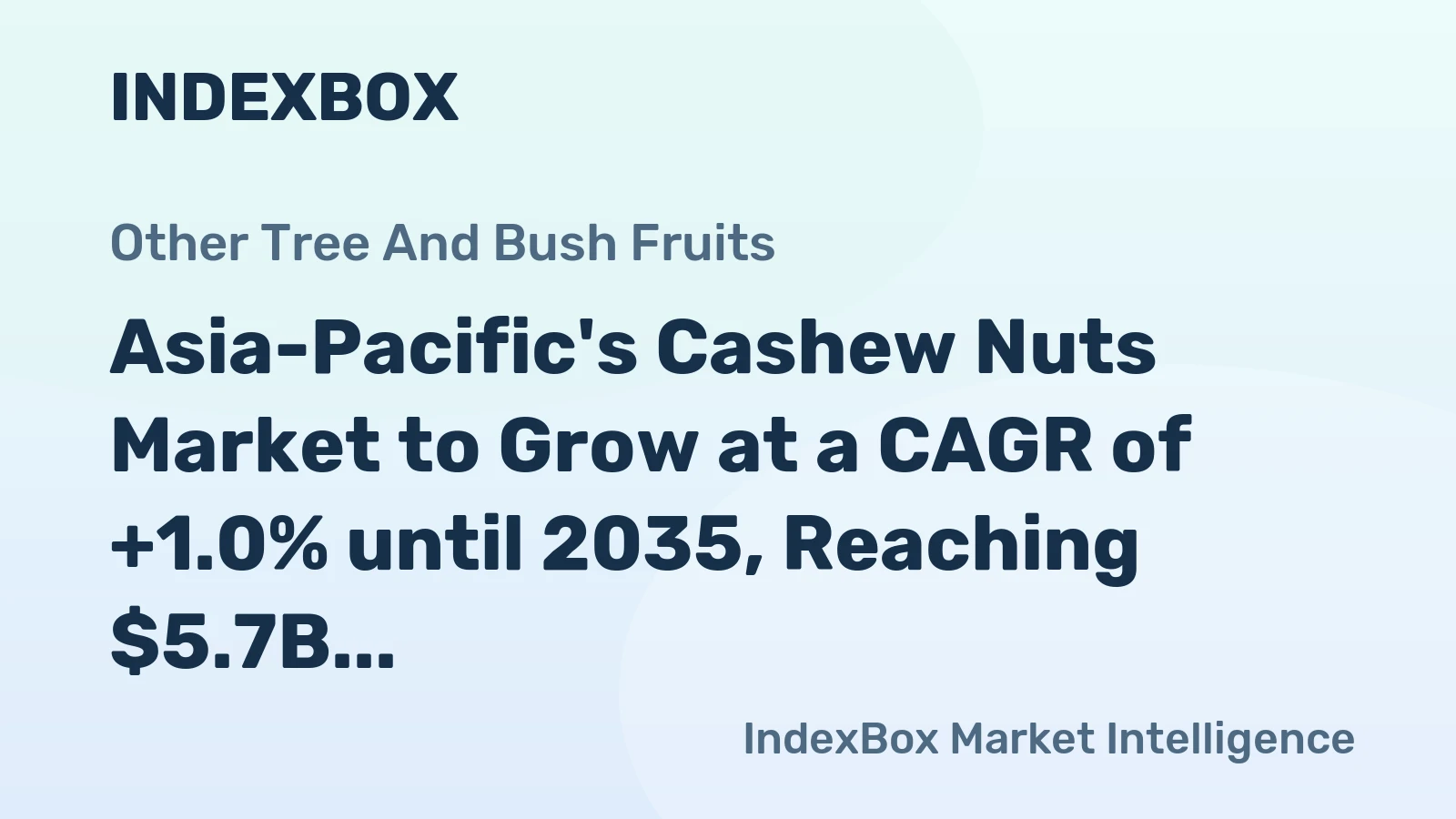 Asia-Pacific's Cashew Nuts Market to Grow at a CAGR of +1.0% until 2035, Reaching $5.7B in Value