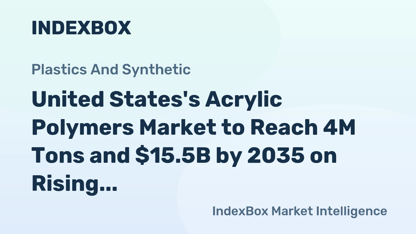 United States's Acrylic Polymers Market to Reach 4M Tons and $15.5B by 2035 on Rising Demand