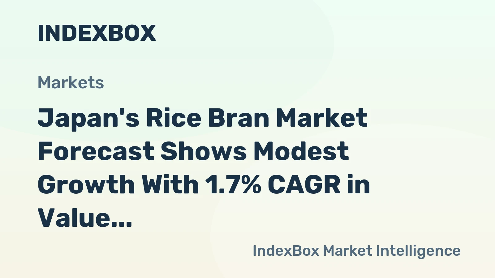 Japan's Rice Bran Market Forecast Shows Modest Growth With 1.7% CAGR in Value Through 2035